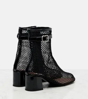 Alaïa Fishnet And Patent Leather Ankle Boots