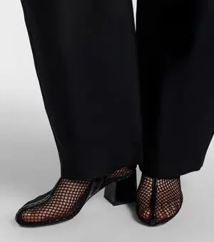 Alaïa Fishnet And Patent Leather Ankle Boots