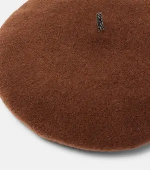 Brunello Cucinelli Monili Wool Beret - Brown