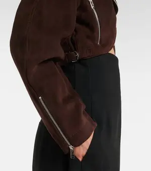 Alaïa Cropped Suede Biker Jacket
