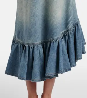 Alaïa Ruffled Denim Wrap Skirt