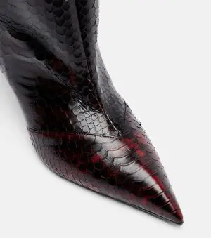 Attico Lea Snake-effect Leather Knee-high Boots - Black