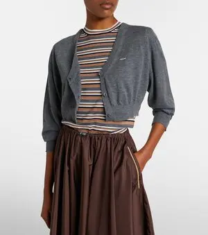 Prada Striped Cotton And Silk T-shirt