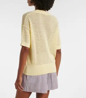 Varley Callie Open-knit Cotton Top