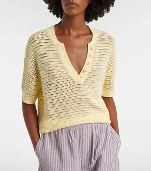 Varley Callie Open-knit Cotton Top