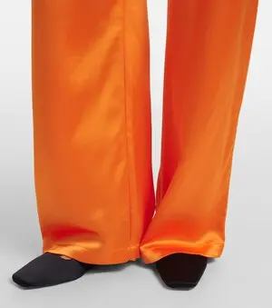 LESET Barb Satin Wide-leg Pants - Orange