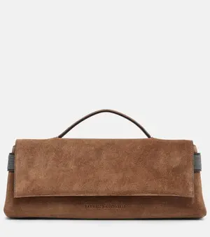 Brunello Cucinelli Small Suede Top-handle Bag - Brown