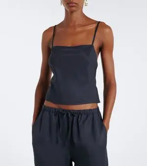 LESET Daniel Open-back Crop Top - Blue