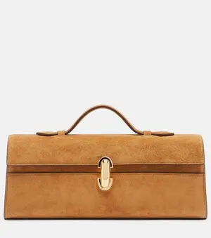 Savette Symmetry Slim Suede Top-handle Bag - Brown