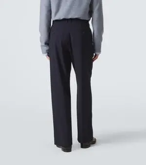 THE ROW Tarek Virgin Wool Straight Leg Trousers - Blue