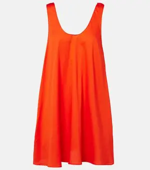 LESET Yoko Cotton Poplin Mini Dress - Red