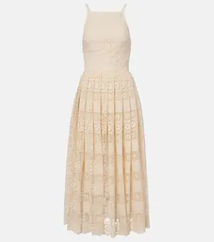 Elie Saab Lace Midi Dress - Beige