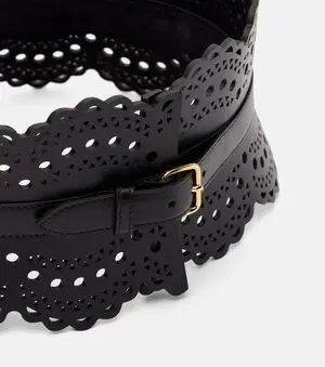 Alaïa Vienne Wave Leather Belt - Black