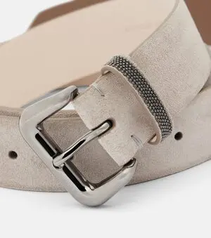 Brunello Cucinelli Monili Suede Belt - Grey