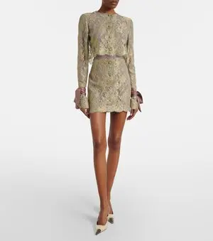 Saint Laurent Lace And Silk Trimmed Mini Dress