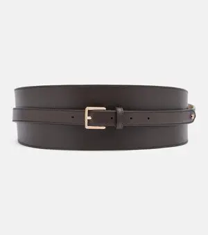 Max Mara Wide Leather Belt - Brown
