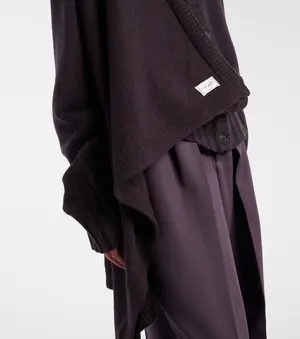 Attico Wool And Cashmere Cardigan With Scarf Detail
