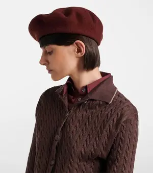 Brunello Cucinelli Monili Wool Beret - Brown