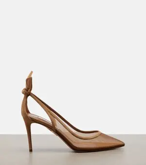 AQUAZZURA Bow Tie Mesh Pumps - Beige