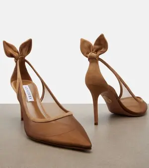 AQUAZZURA Bow Tie Mesh Pumps - Beige