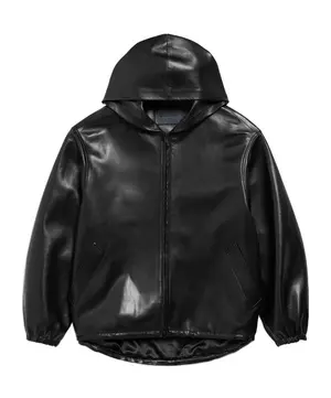 Balenciaga Oversized Hooded Leather Jacket - Black