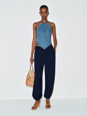 REFORMATION Aven Crepe Pant - Blue