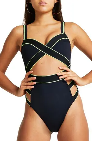RIVER ISLAND Cutout One-piece Swimsuit - Black