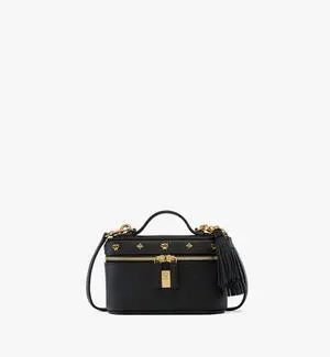 Mcm Pina Vanity Case In Studded Calfskin - Black