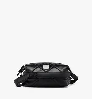 Mcm Aren Crossbody In Diamond Quilted Leather - Black