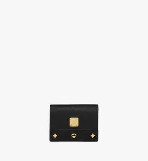 Mcm Pina Wallet In Studded Calfskin - Black