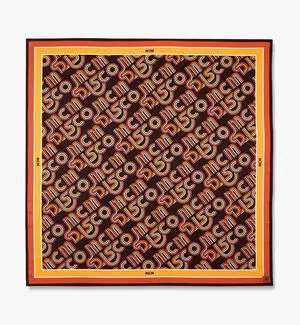 Mcm Disco Monogram Scarf In Organic Silk - Cinnamon