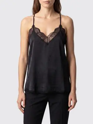 Zadig&Voltaire Silk Top With Lace Inserts - Black