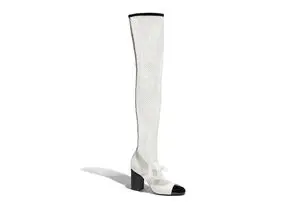 Chanel Resille Mary Jane Thigh Highs - White/black