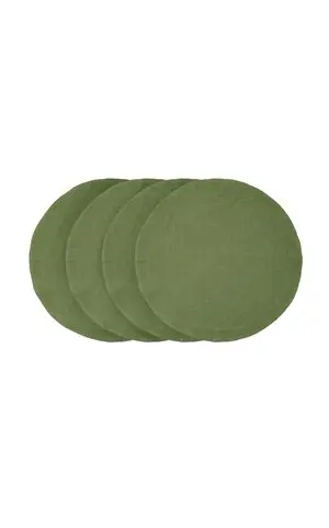 MODA DOMUS Set-of-four Round Linen Placemats - Green