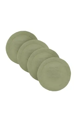MODA DOMUS Set-of-four Linen Coasters - Green