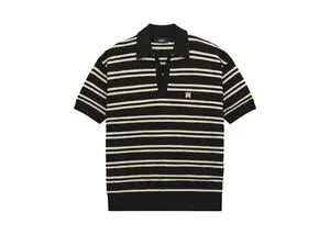 Amiri Ma Stripe Short Sleeve Polo Shirt - Black