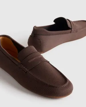 Quince Recycled Knit Driving Loafer - Dark Chocolate