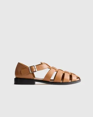Quince Calfskin Leather Fisherman Sandal - Peanut