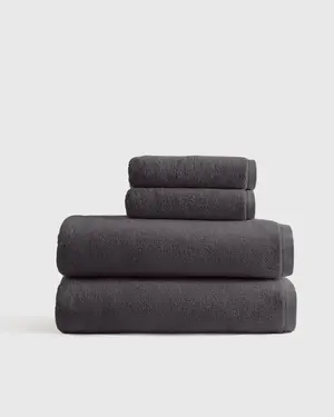 Quince Plush Organic Turkish Cotton Bath Sheet Bundle - Charcoal
