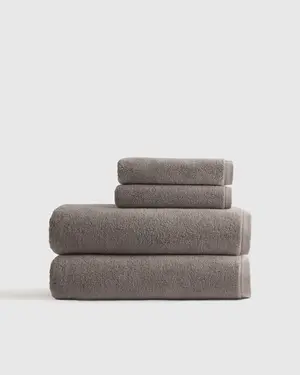 Quince Plush Organic Turkish Cotton Bath Sheet Bundle Heather Brown