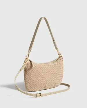 Quince Suede Handwoven Mini Shoulder Bag - Sand