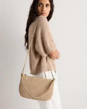 Quince Suede Handwoven Mini Shoulder Bag - Sand