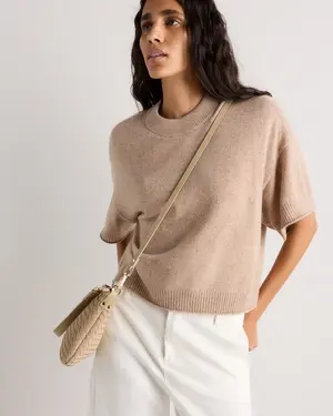 Quince Suede Handwoven Mini Shoulder Bag - Sand