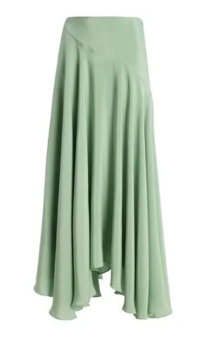 RODARTE Bias Silk-crepe Midi Skirt - Green