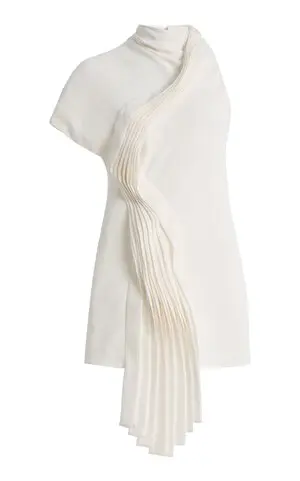 Tove Asymmetrical Pleated Crepe Top - Ivory