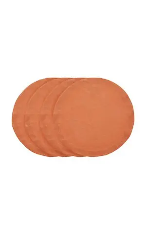 MODA DOMUS Set-of-four Round Linen Placemats - Orange