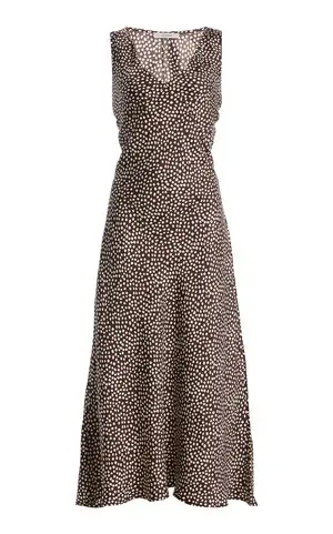 Asceno Provence Silk Maxi Dress - Brown