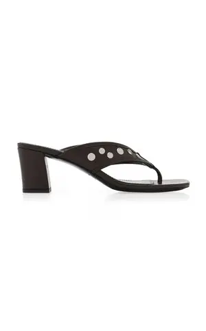 Staud Nova Studded Leather Thong Sandals - Brown