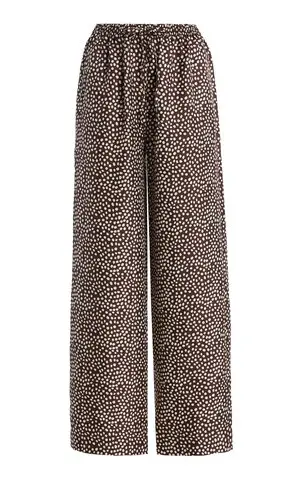 Asceno Aurelia Silk Wide-leg Printed Trousers - Brown