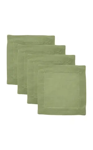 MODA DOMUS Set-of-four Linen Cocktail Napkins - Green
